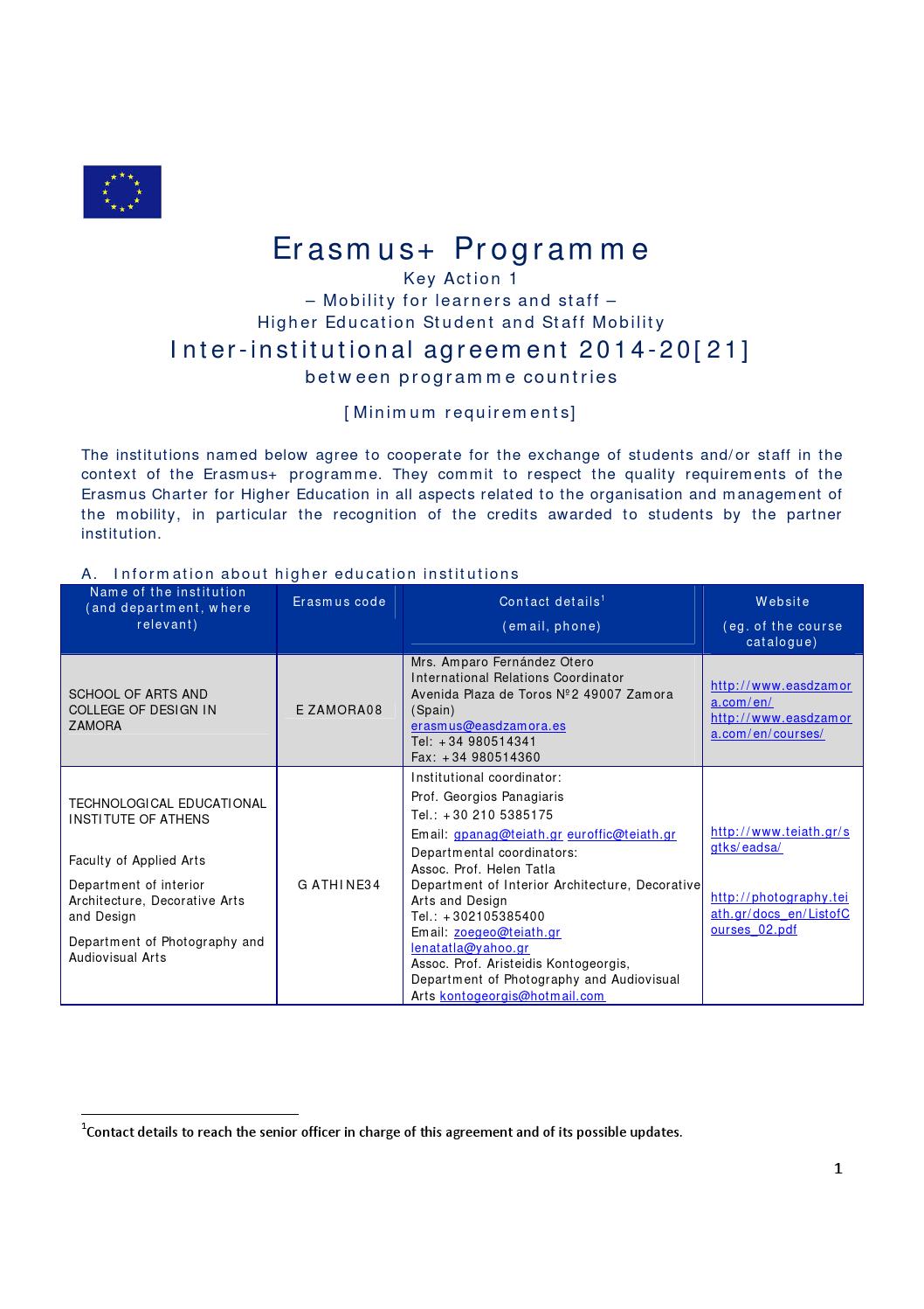 Inter-institutional Agreement. G ATHINE34_E ZAMORA08 by Escuela de Arte ...