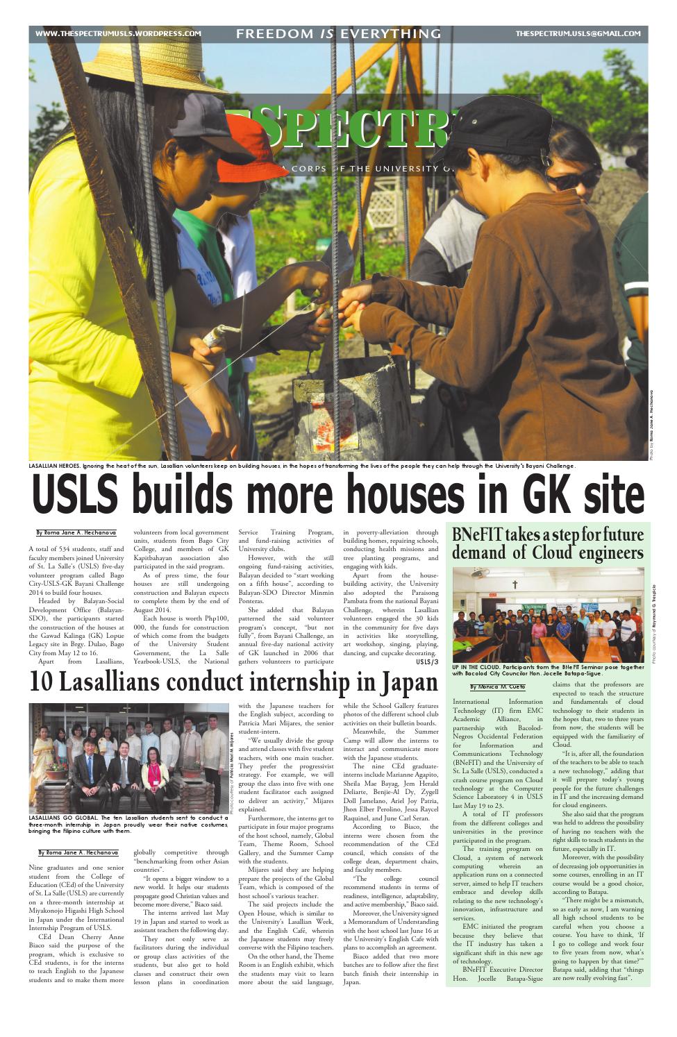 The Spectrum Newspaper June 2014 by TheSpectrum-USLS - Issuu