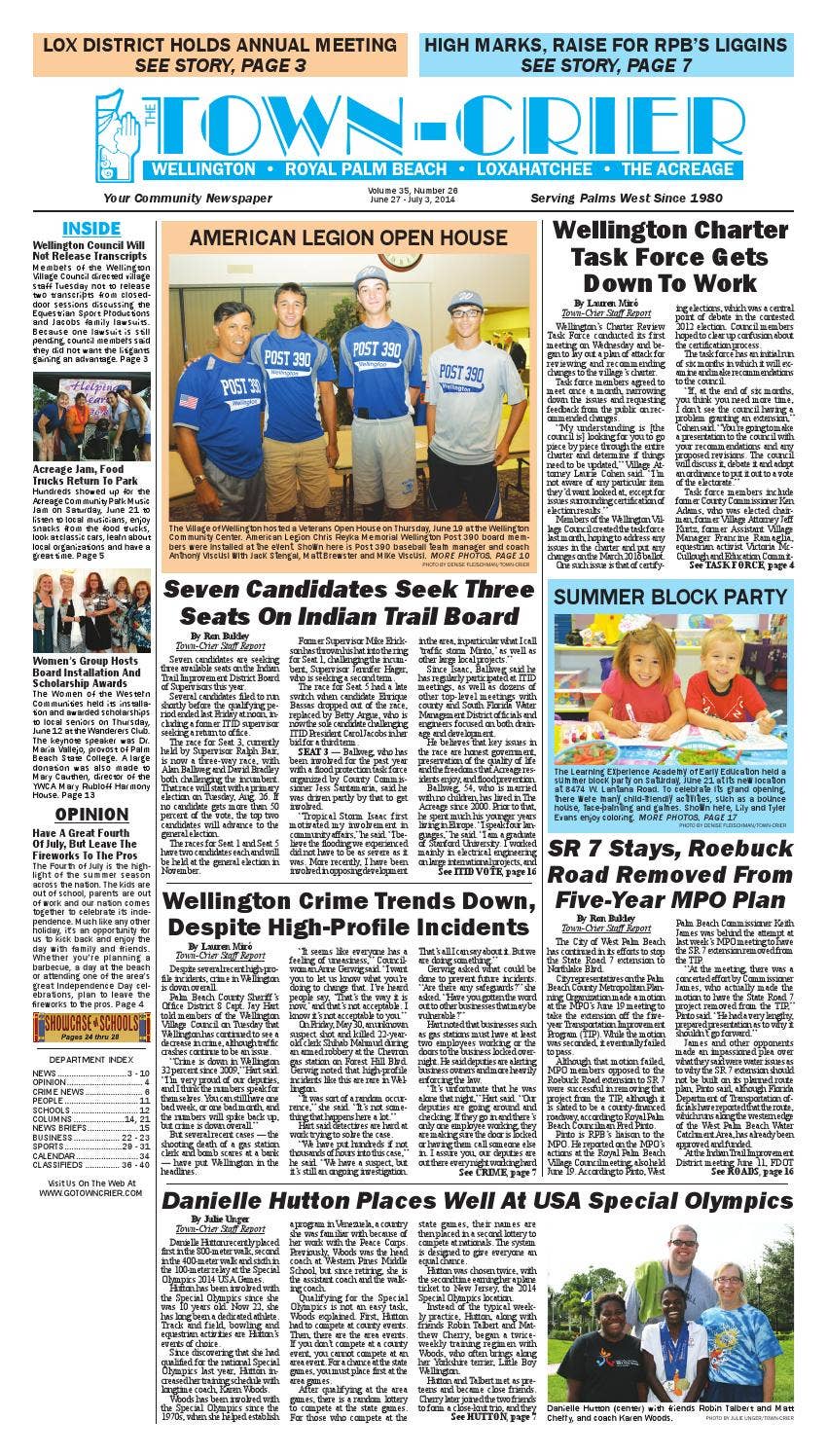 Town-Crier Newspaper June 27, 2014 by Wellington The Magazine LLC - Issuu