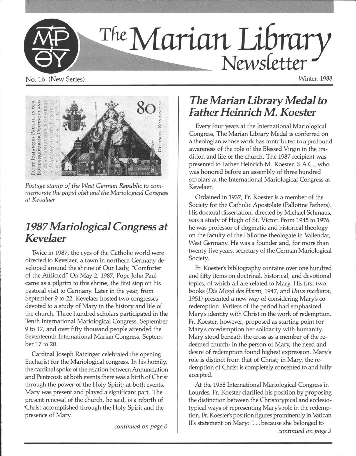The Marian Library Newsletter by eCommons - Issuu