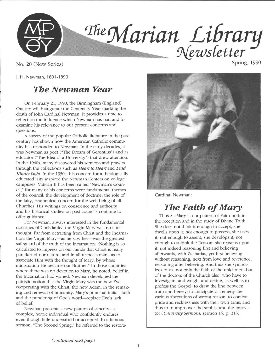 The Marian Library Newsletter by eCommons - Issuu
