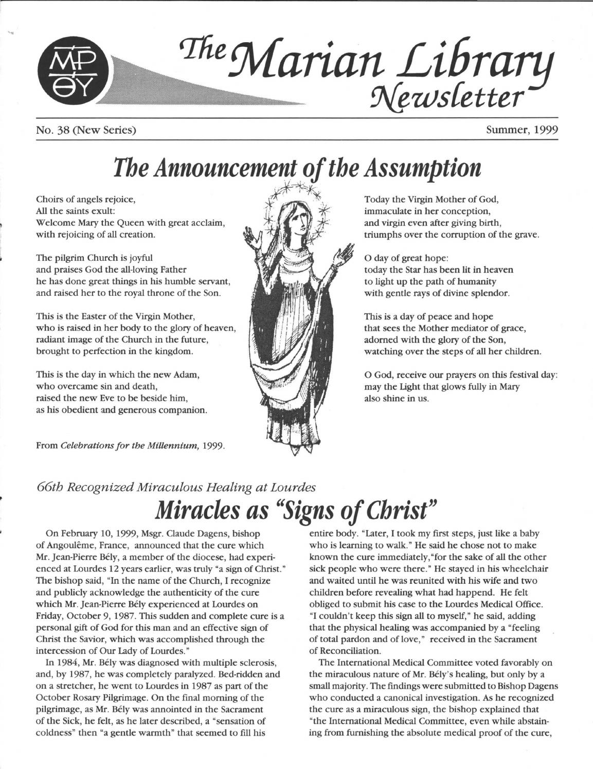 The Marian Library Newsletter by eCommons - Issuu