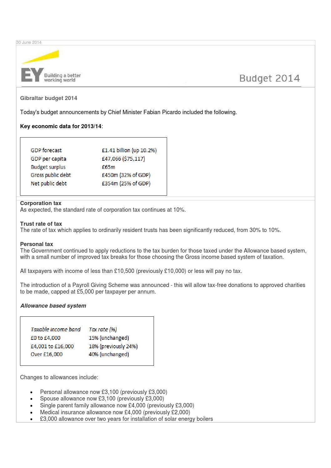 2014 EY Gibraltar Budget summary by Gibraltar Finance - Issuu