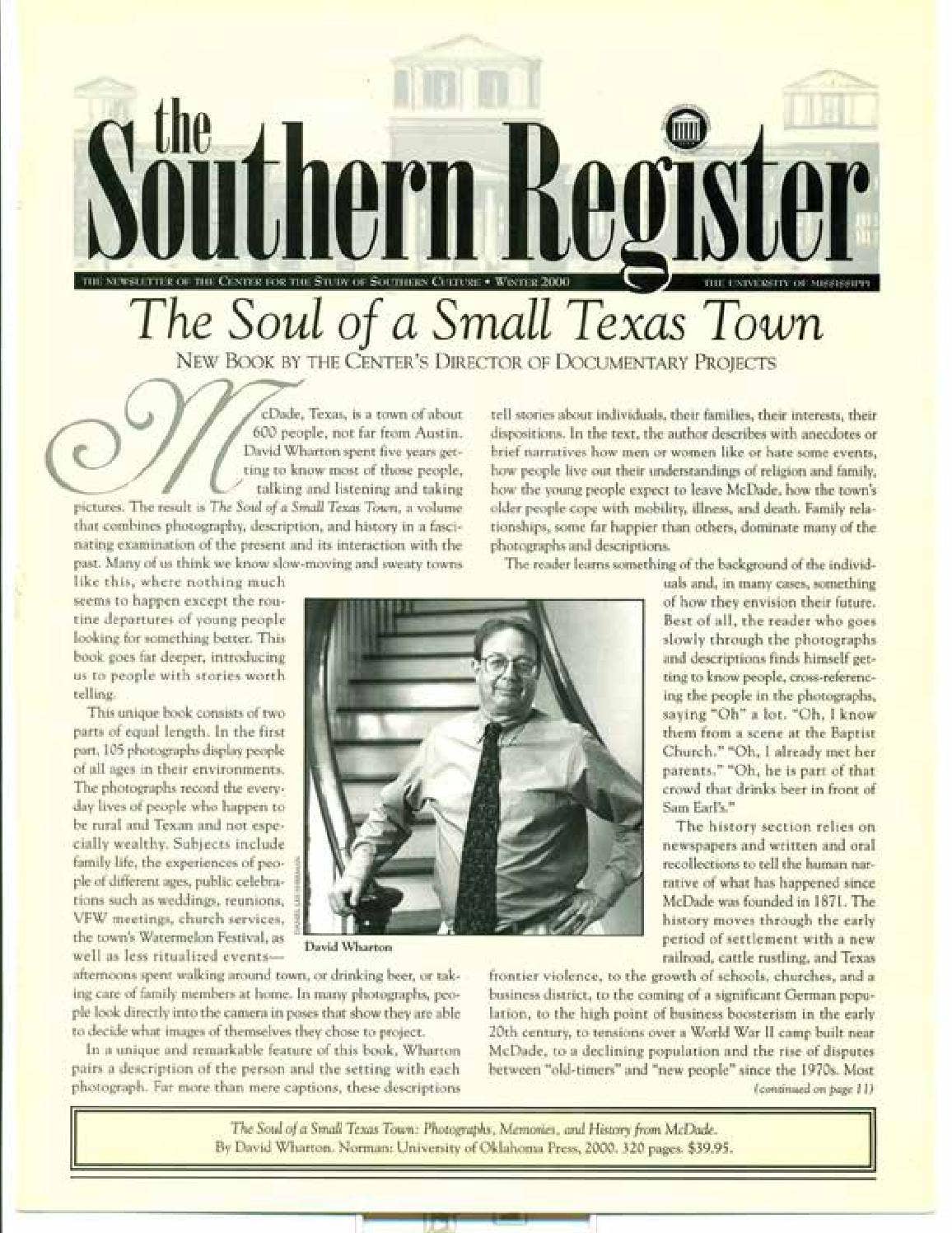 Southern Register Winter 2000 by Southern Studies - Issuu