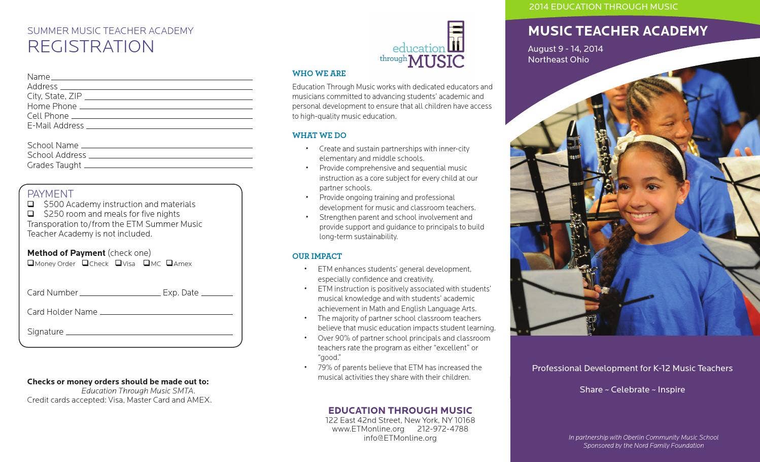 Teacher academy brochure by Education Through Music - Issuu