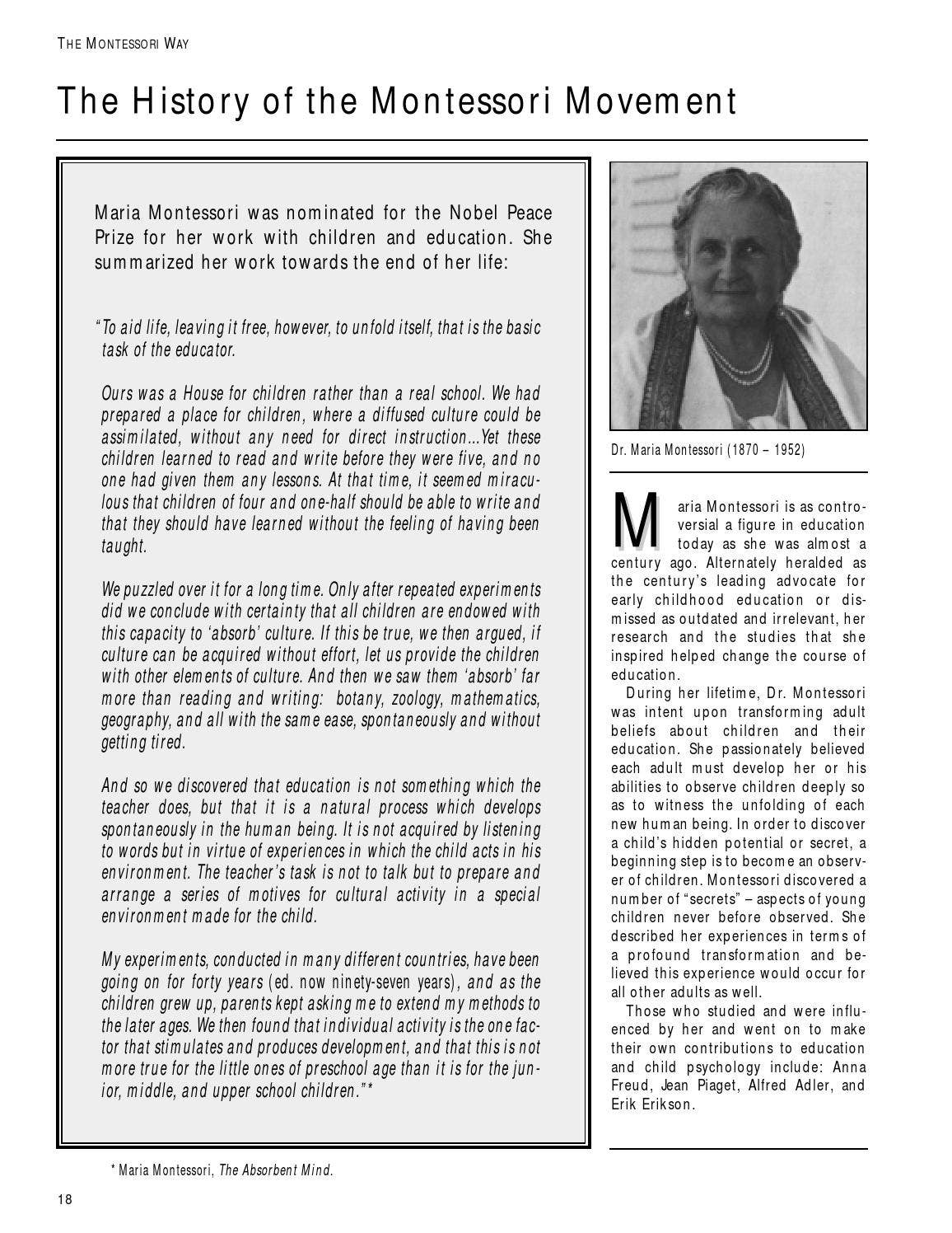 Montessori a historical perspective by The Montessori Foundation - Issuu