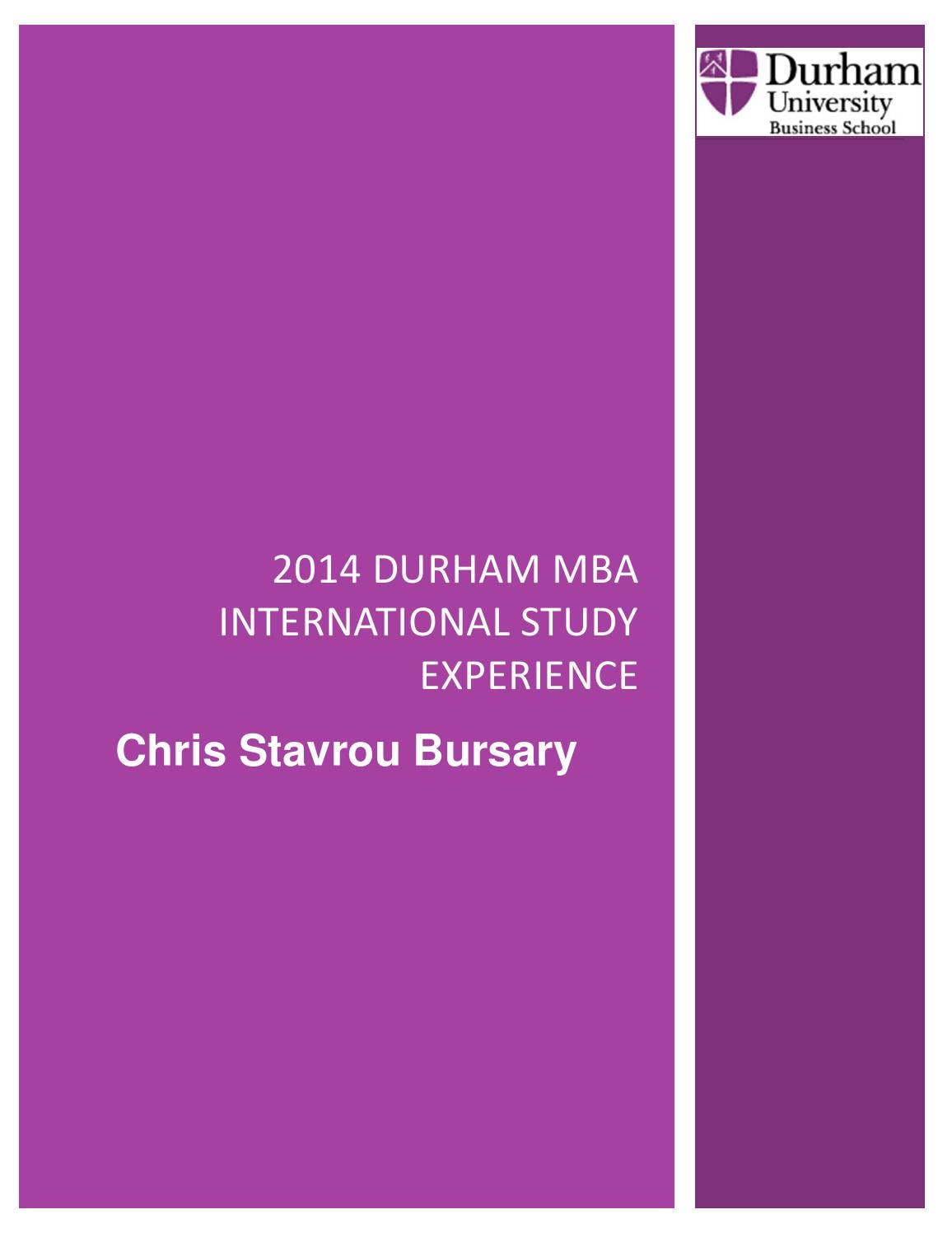 Chris Stavrou Bursary - International Study Experience 2014 by Durham ...