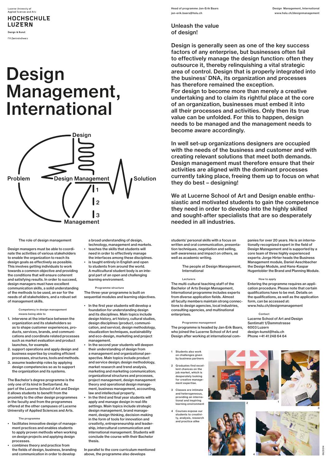 Master of Arts in Design Management, International by Hochschule Luzern ...