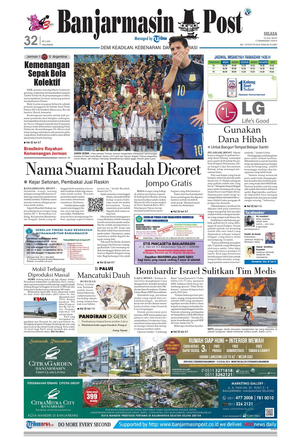 Banjarmasin Post Selasa, 15 Juli 2014 by Banjarmasin Post - Issuu
