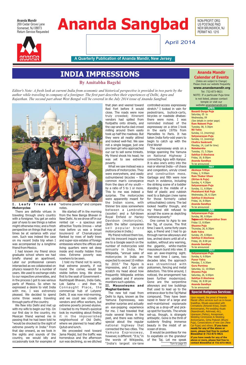 Ananda Sangbad - Q2 - 2014 by Ananda Mandir - Issuu