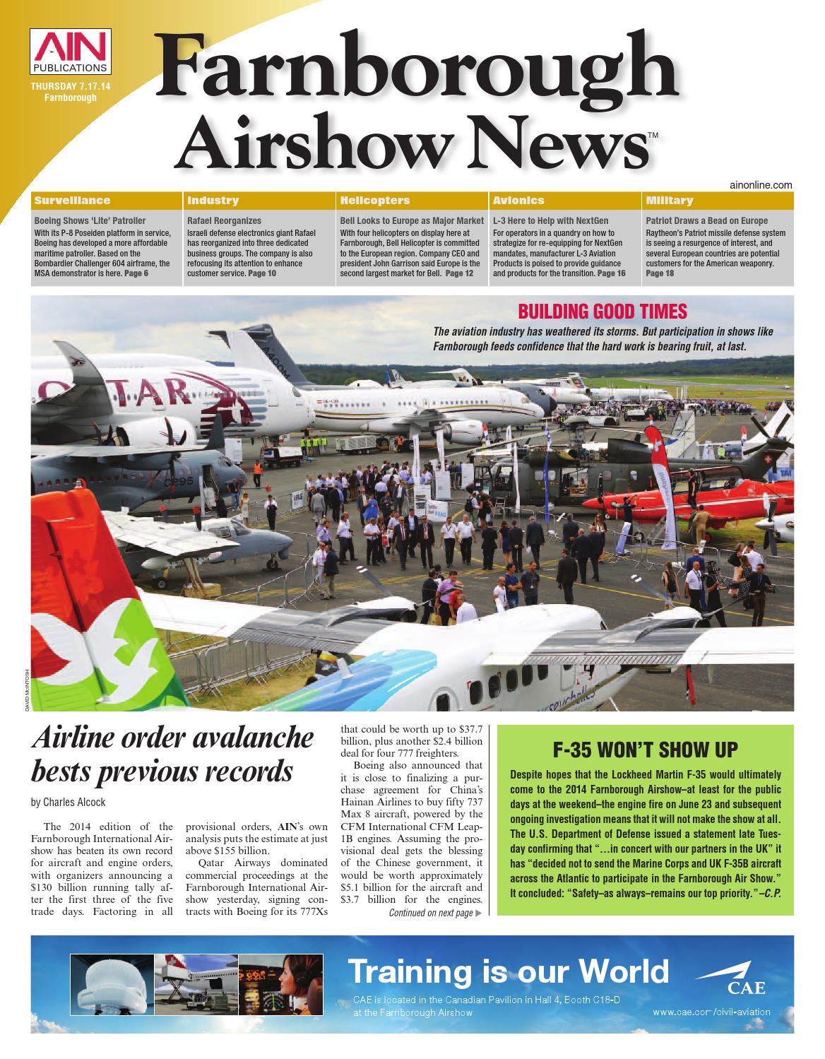 Farnborough Airshow News 07-17-14 by Aviation International News - Issuu