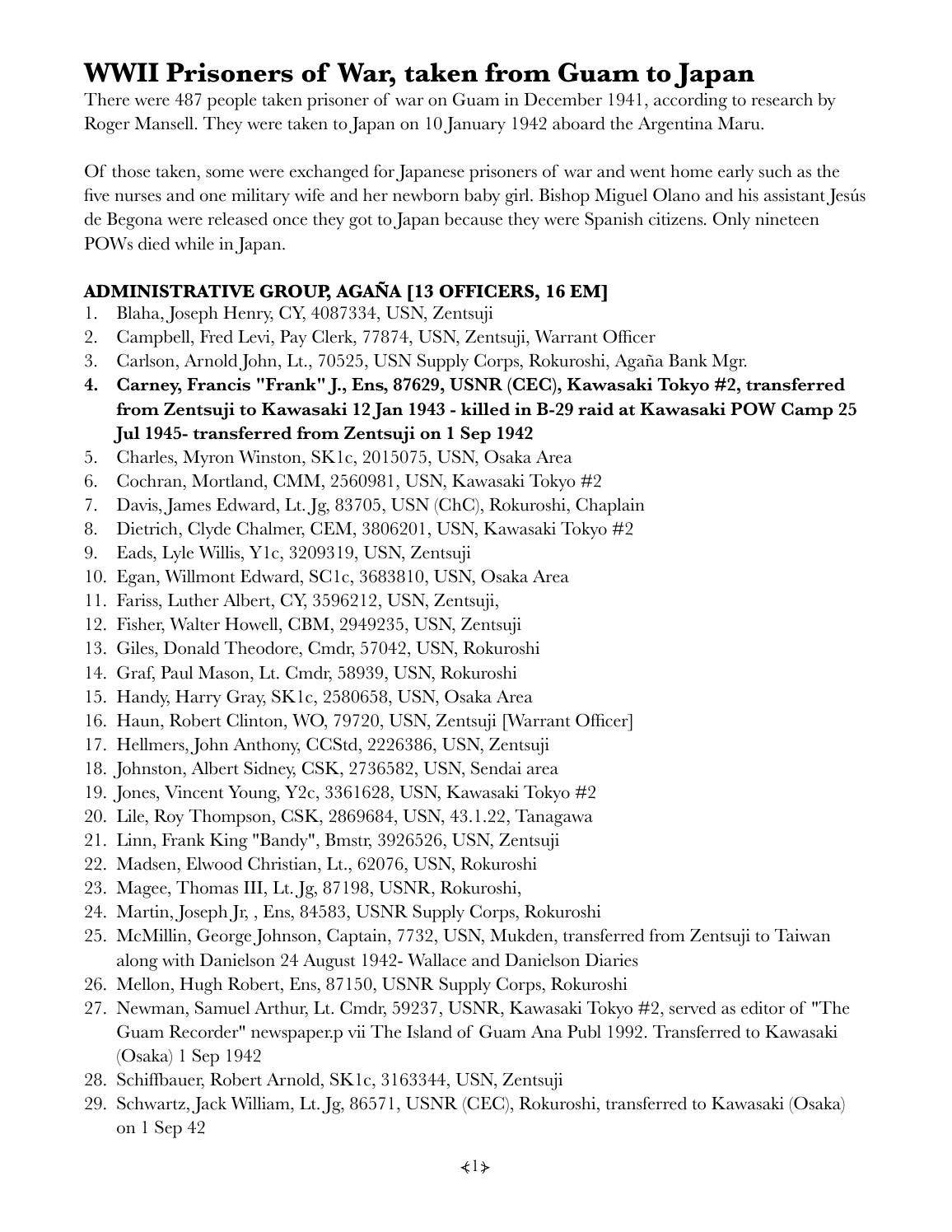 List of Guam POW by Guampedia - Issuu