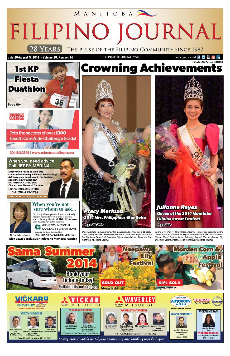 Filipino Journal Manitoba Edition Jul. 20 - Aug. 05, 2014 by Filipino ...