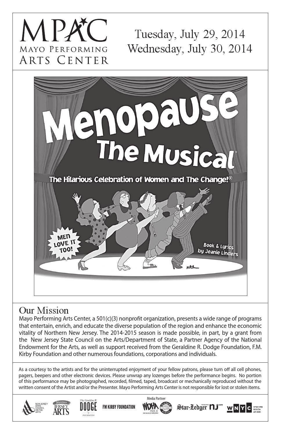 Menopause the Musical - Program Book Insert by Mayo Performing Arts ...