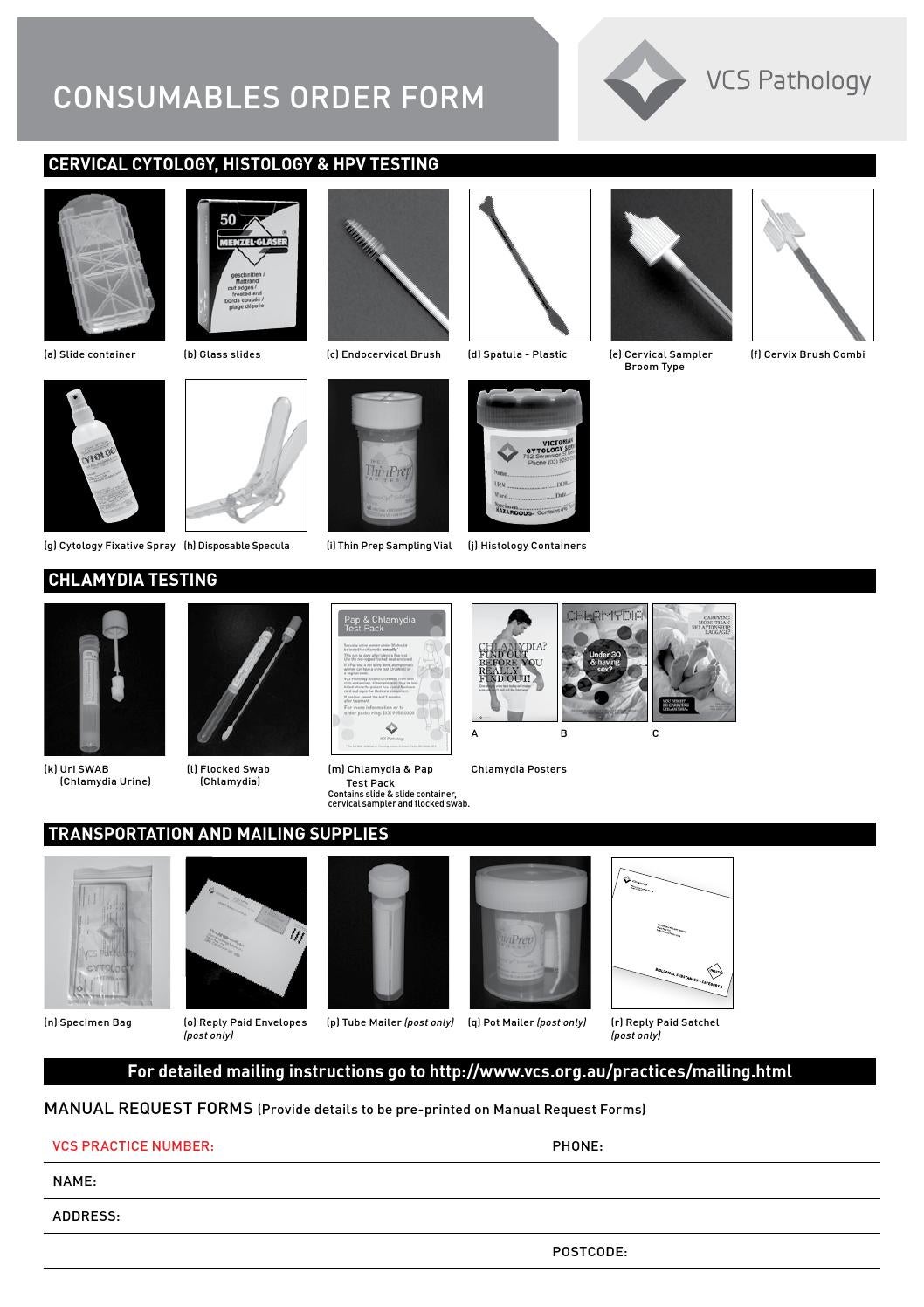 Consumables Order Form by Victorian Cytology Service - Issuu