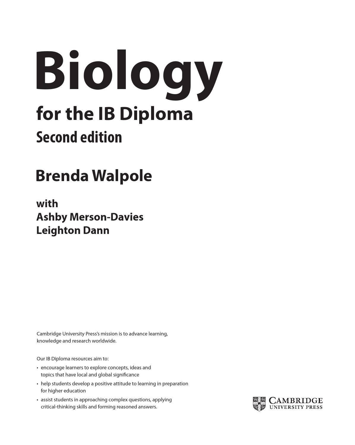 Biology for the IB Diploma (second edition) by Cambridge International ...