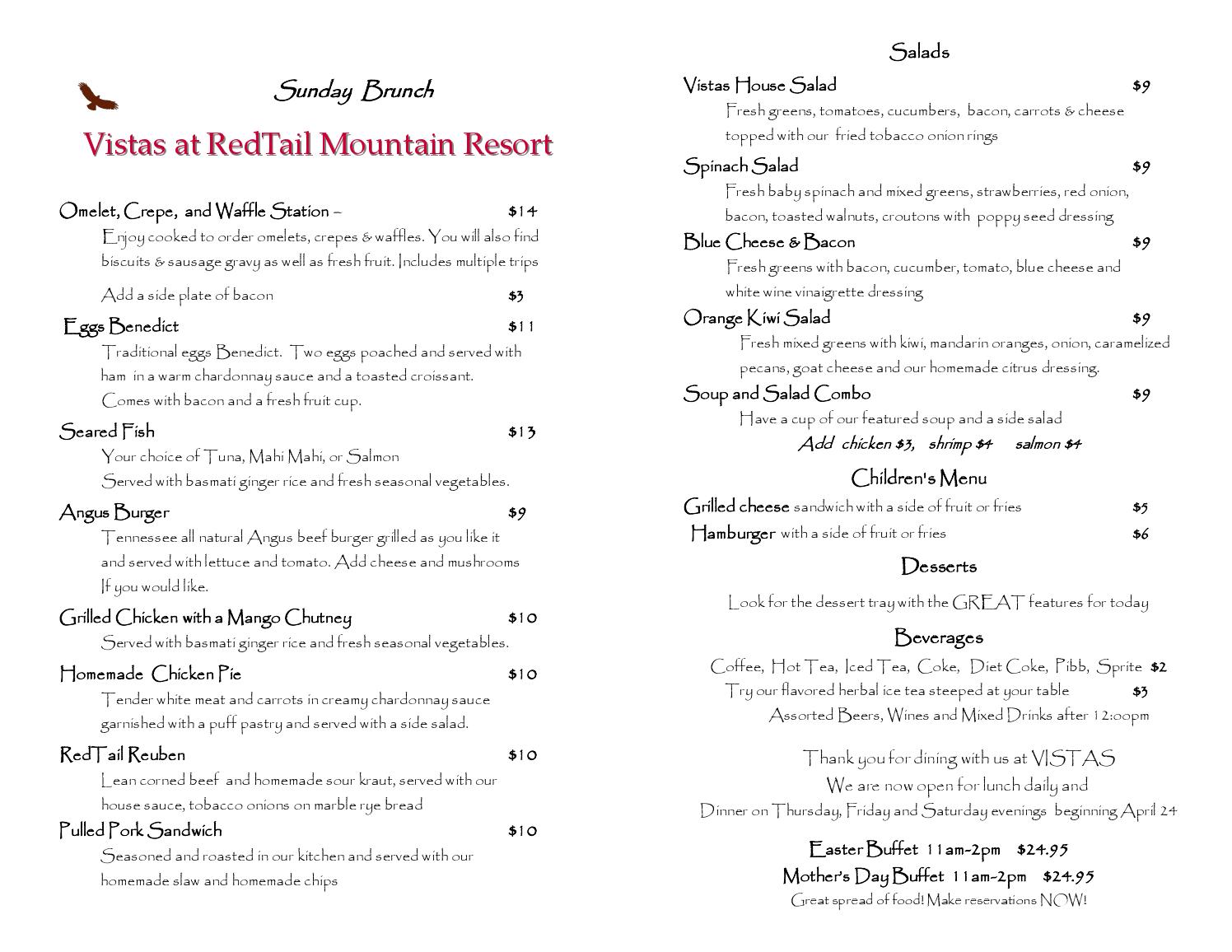 Red Tail Sunday Brunch Menu by netmg - Issuu