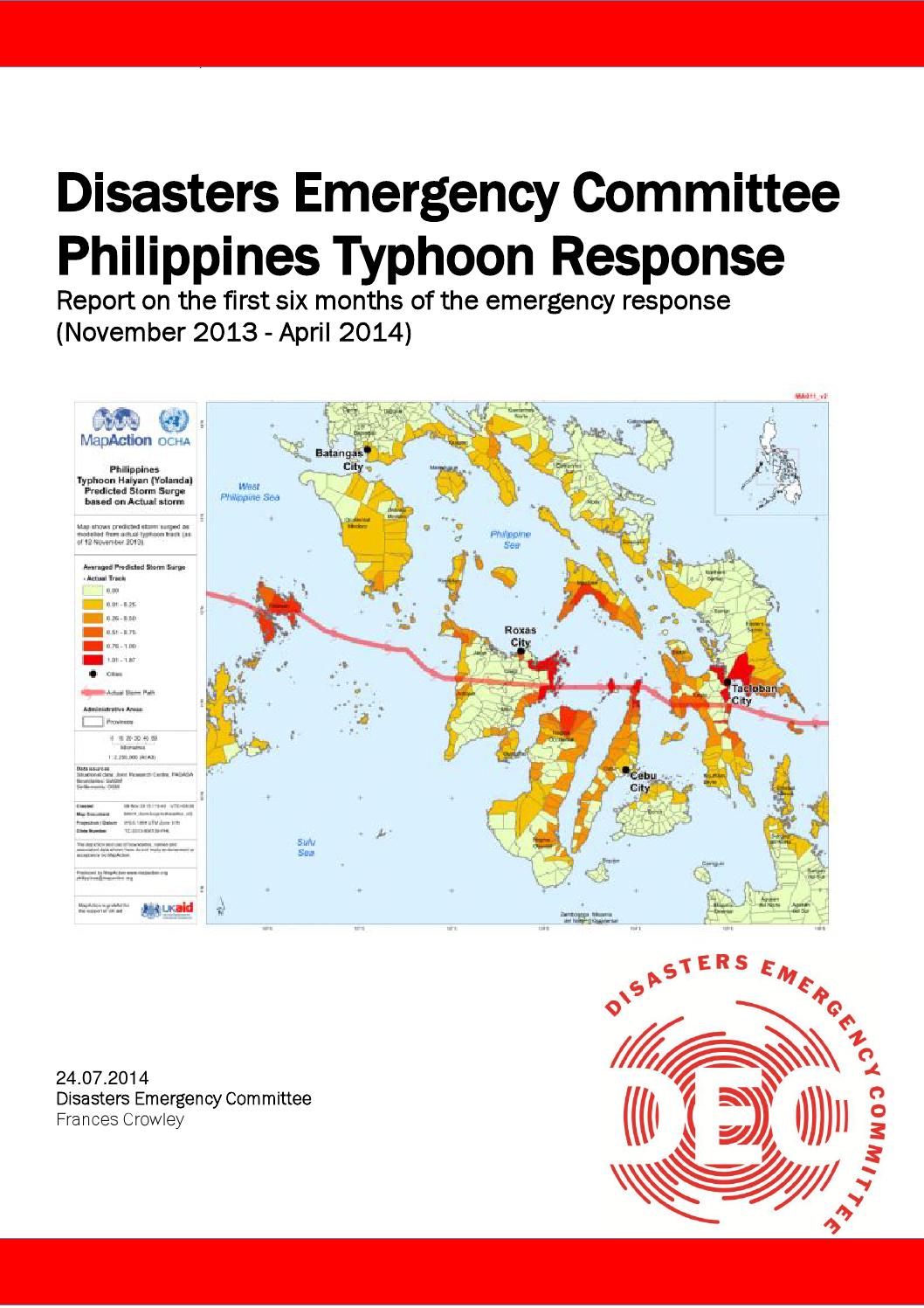 Philippines Typhoon Response - six month report by Disasters Emergency ...