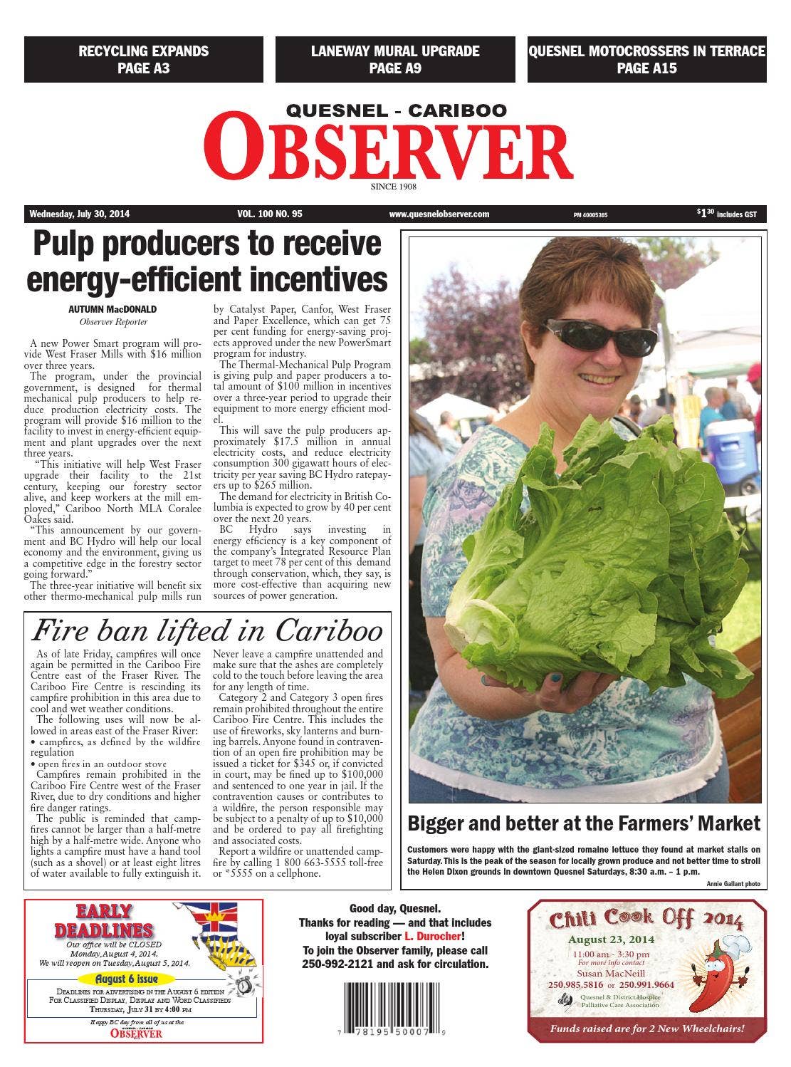Quesnel Cariboo Observer, July 30, 2014 by Black Press Media Group - Issuu