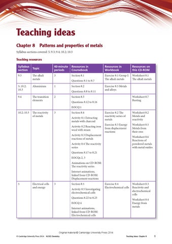 Cambridge IGCSE Chemistry Teacher's Resource (fourth edition) by ...