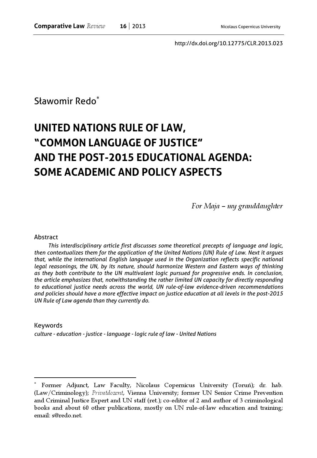 Comparative law review by Sławomir Redo - Issuu