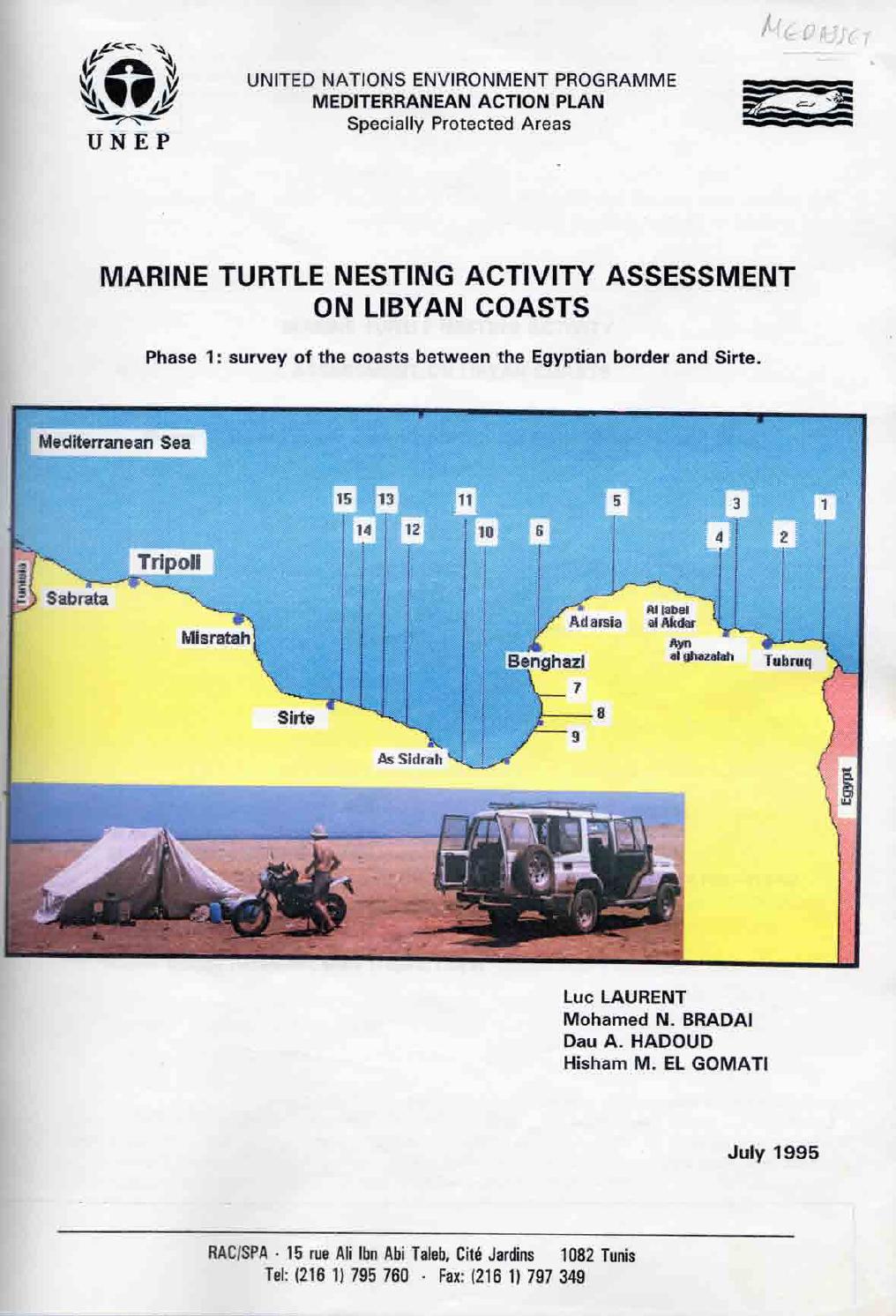 Marine turtle nesting activity assessment on libyan coasts 1995 (low ...