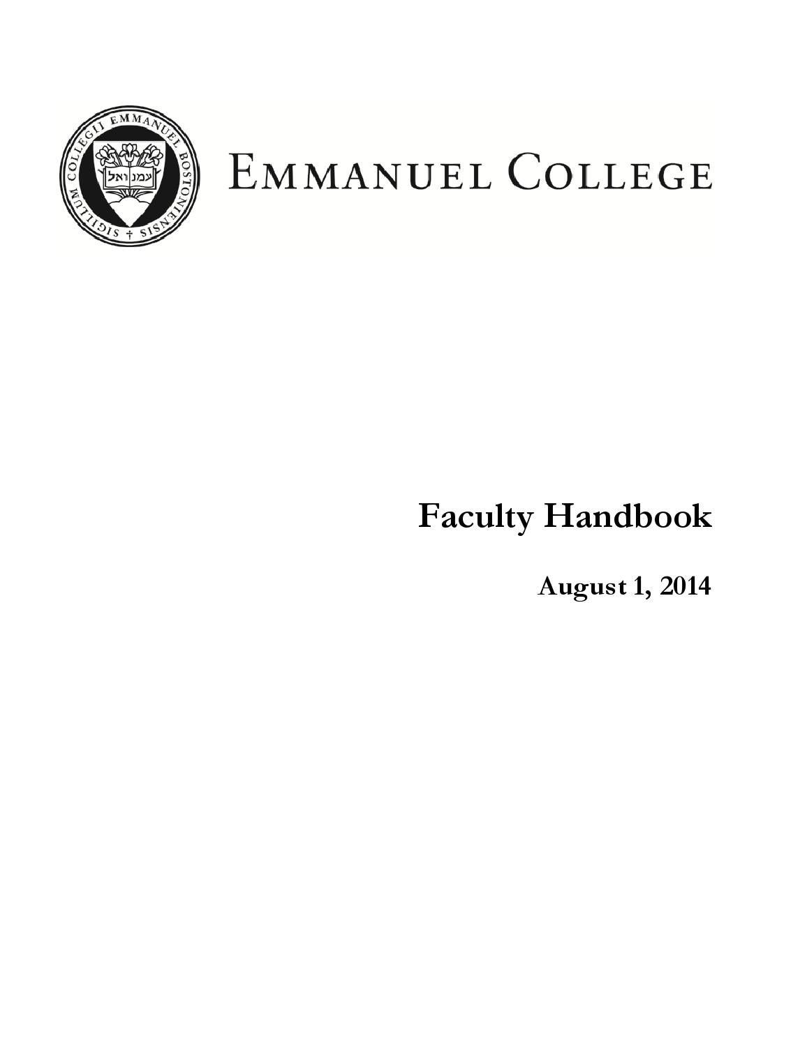 Faculty handbook 8 01 14 by Emmanuel College - Issuu