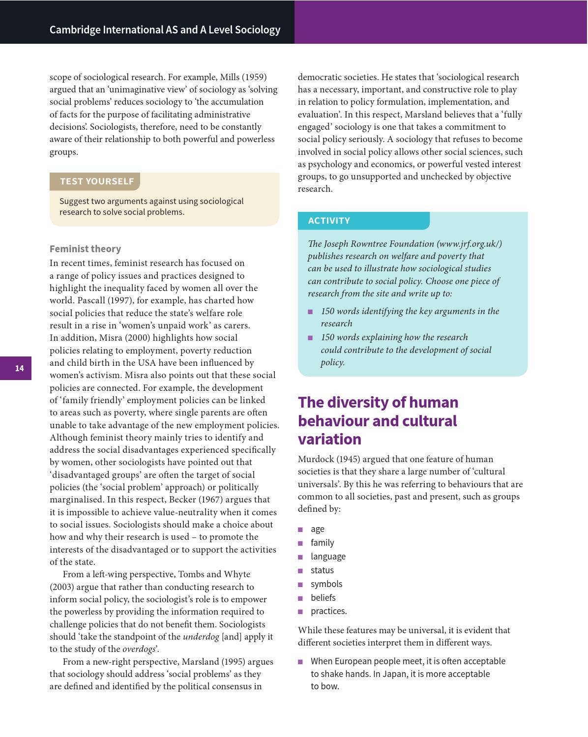 Cambridge International AS and A Level Sociology Coursebook by ...