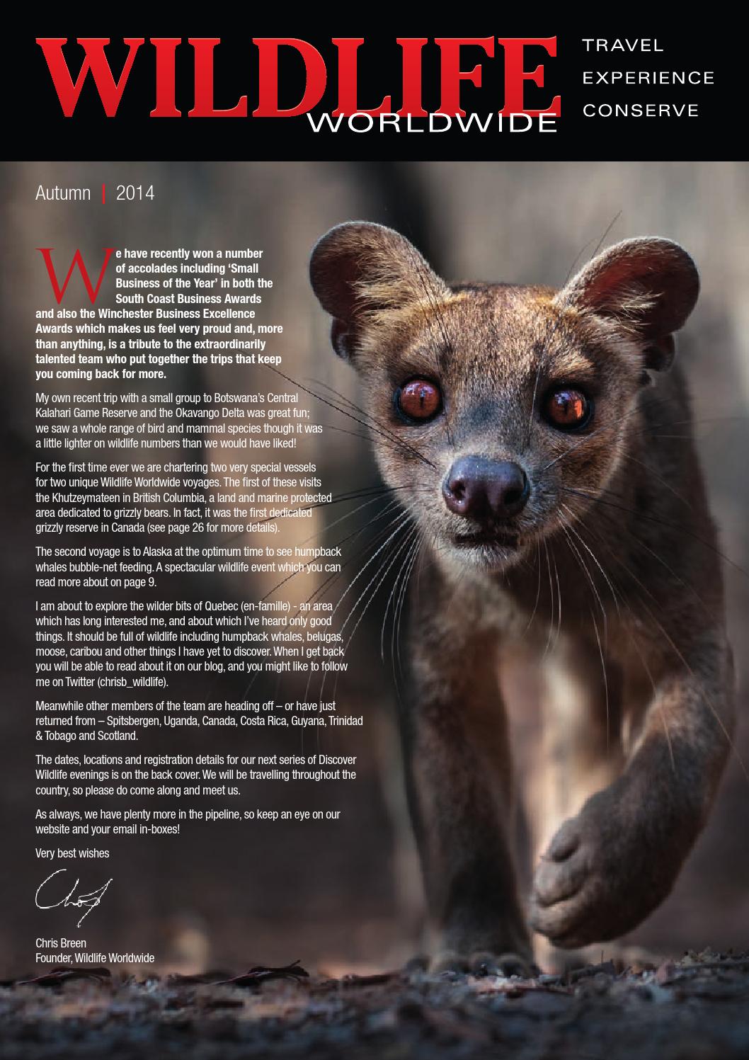 Wildlife Worldwide newsletter: Autumn 2014 by The Natural Travel ...