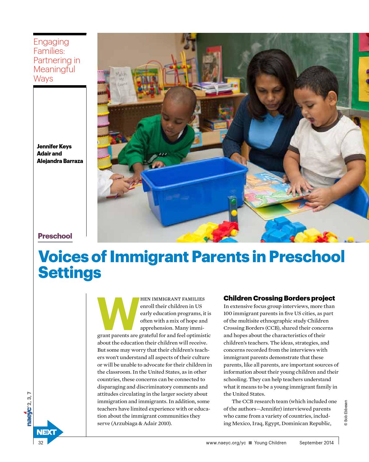 Voices of Immigrant Parents in Preschool Settings by NAEYC - Issuu