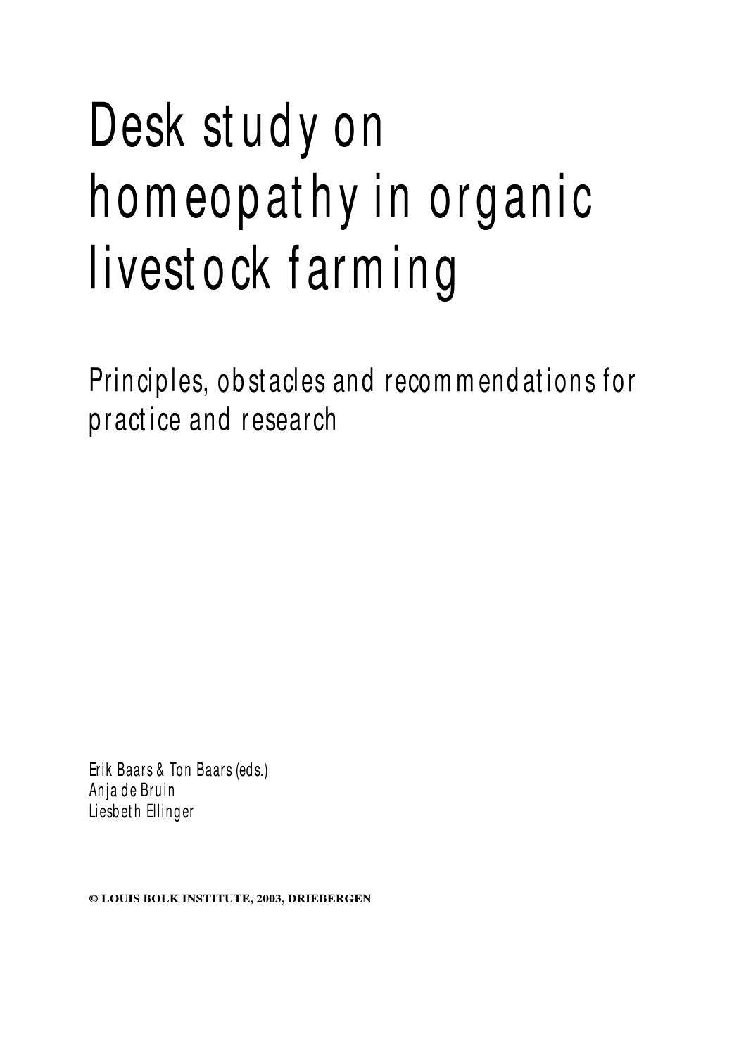 Desk study on homeopathy in organic livestock farming by American ...