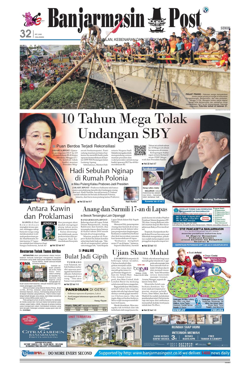 Banjarmasin Post Senin, 18 Agustus 2014 by Banjarmasin Post - Issuu