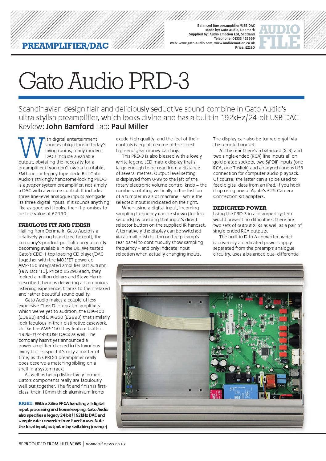 Gato audio prd 3 preamp hifi news review by Audio Emotion - Issuu