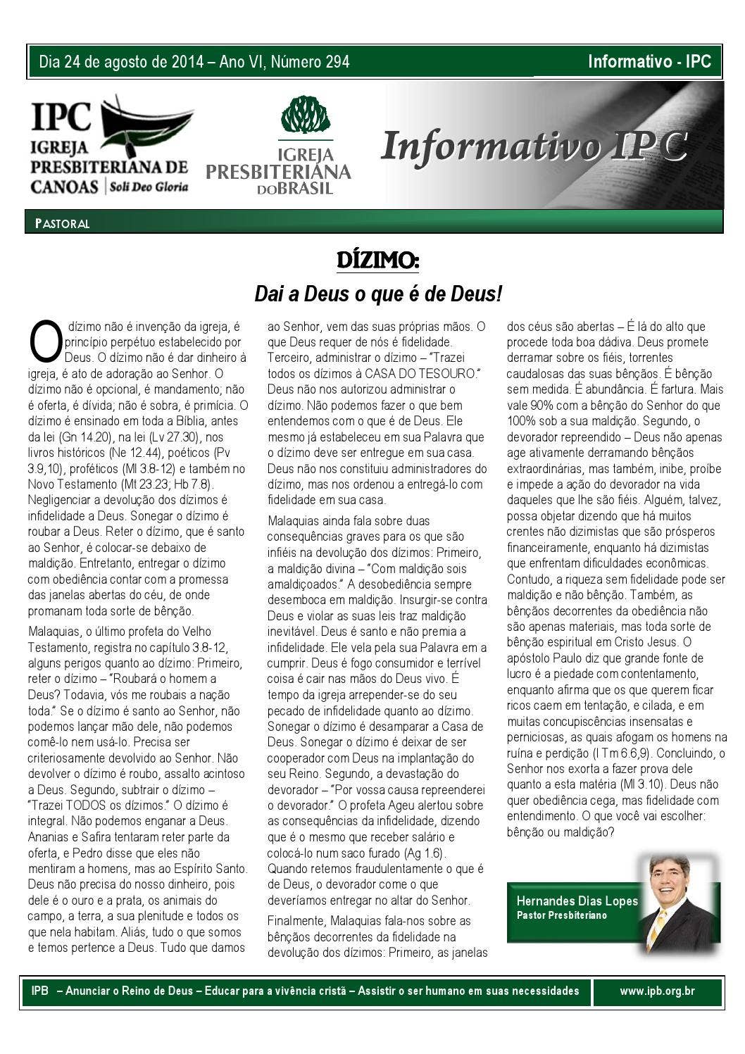 Informativo ipc 294 by IGREJA PRESBITERIANA - Issuu