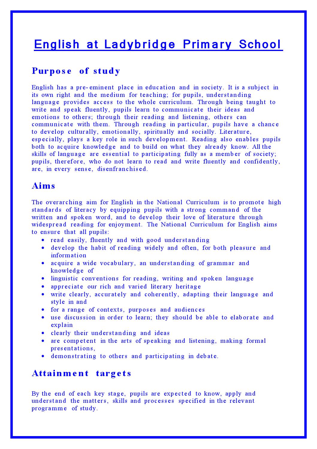 English at Ladybridge Primary School by Schudio - Issuu