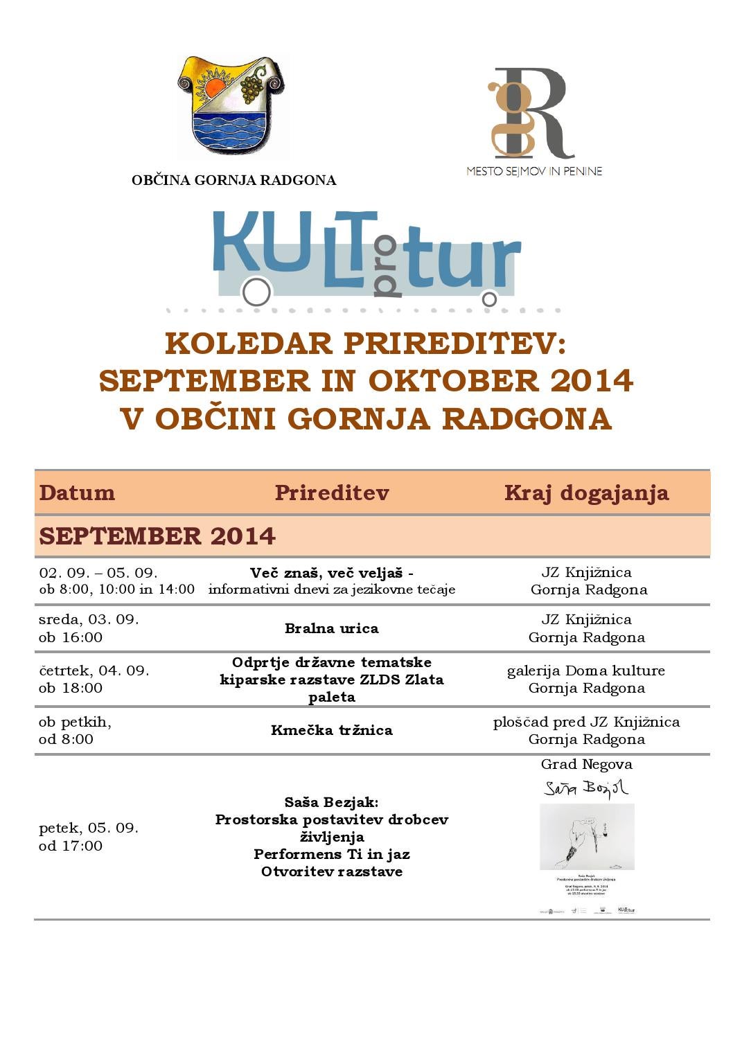 Koledar prireditev september in oktober v občini Gornja Radgona by ...