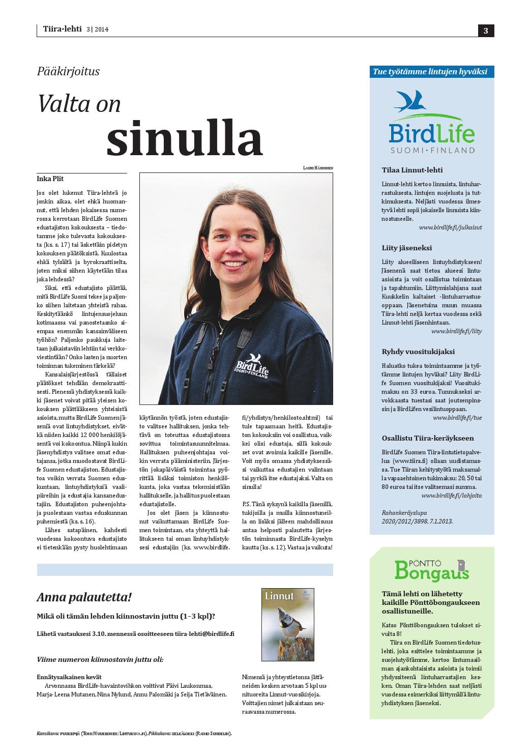Tiira 3/2014 by BirdLife Suomi - Issuu
