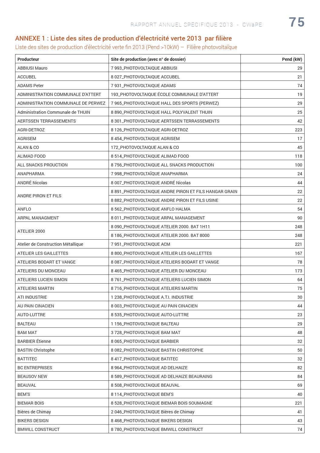 Rapport annuel spécifique 2013 - L'évolution du marché des certificats ...