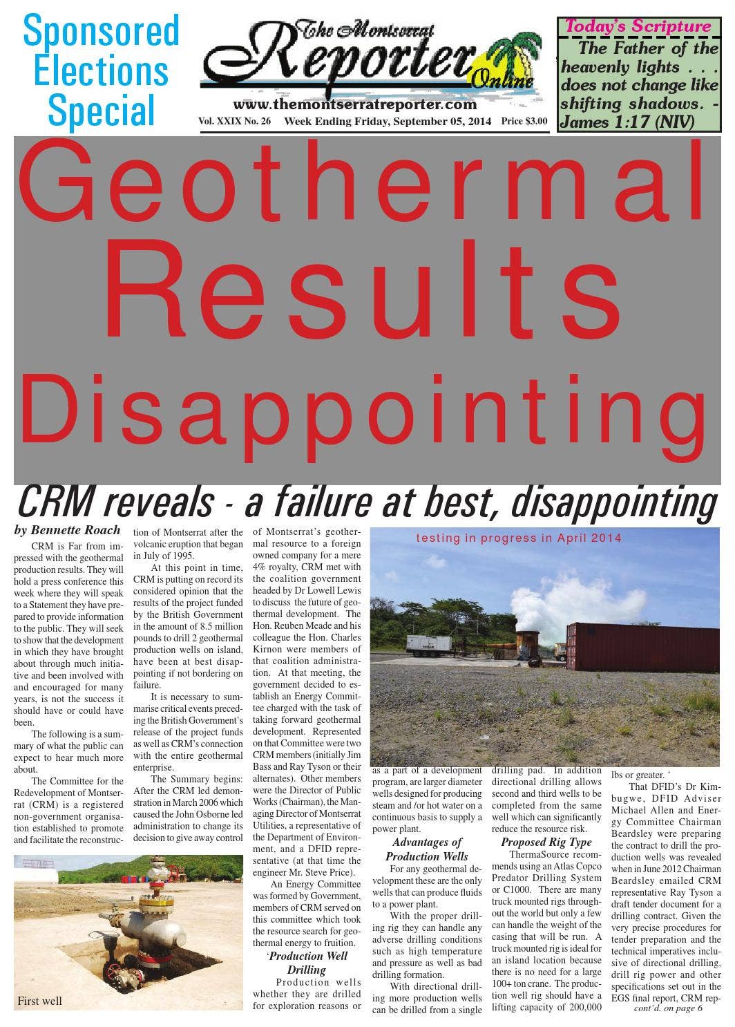 The Montserrat Reporter - September 7 2014 by The Montserrat Reporter ...