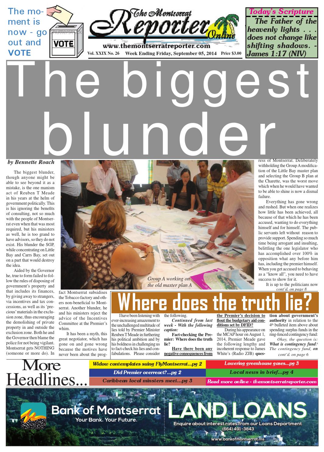 The Montserrat Reporter - September 5 2014 by The Montserrat Reporter ...