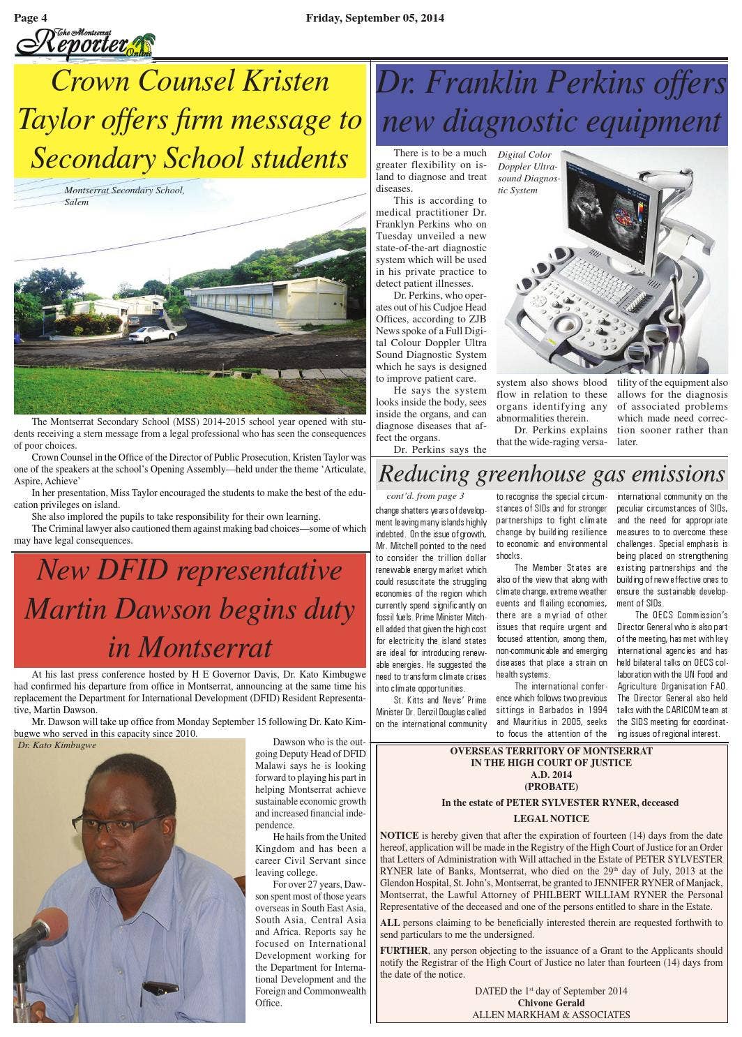 The Montserrat Reporter - September 5 2014 by The Montserrat Reporter ...