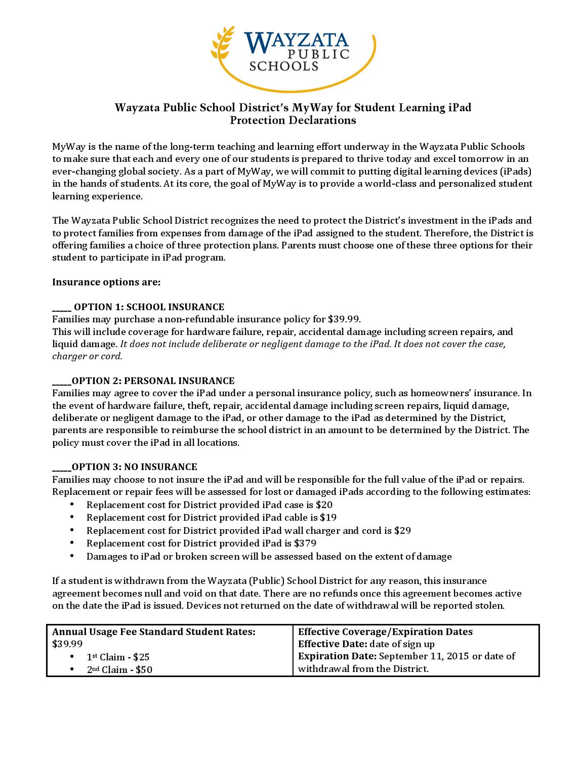 iPad Protection Plan by Wayzata Public Schools - Issuu