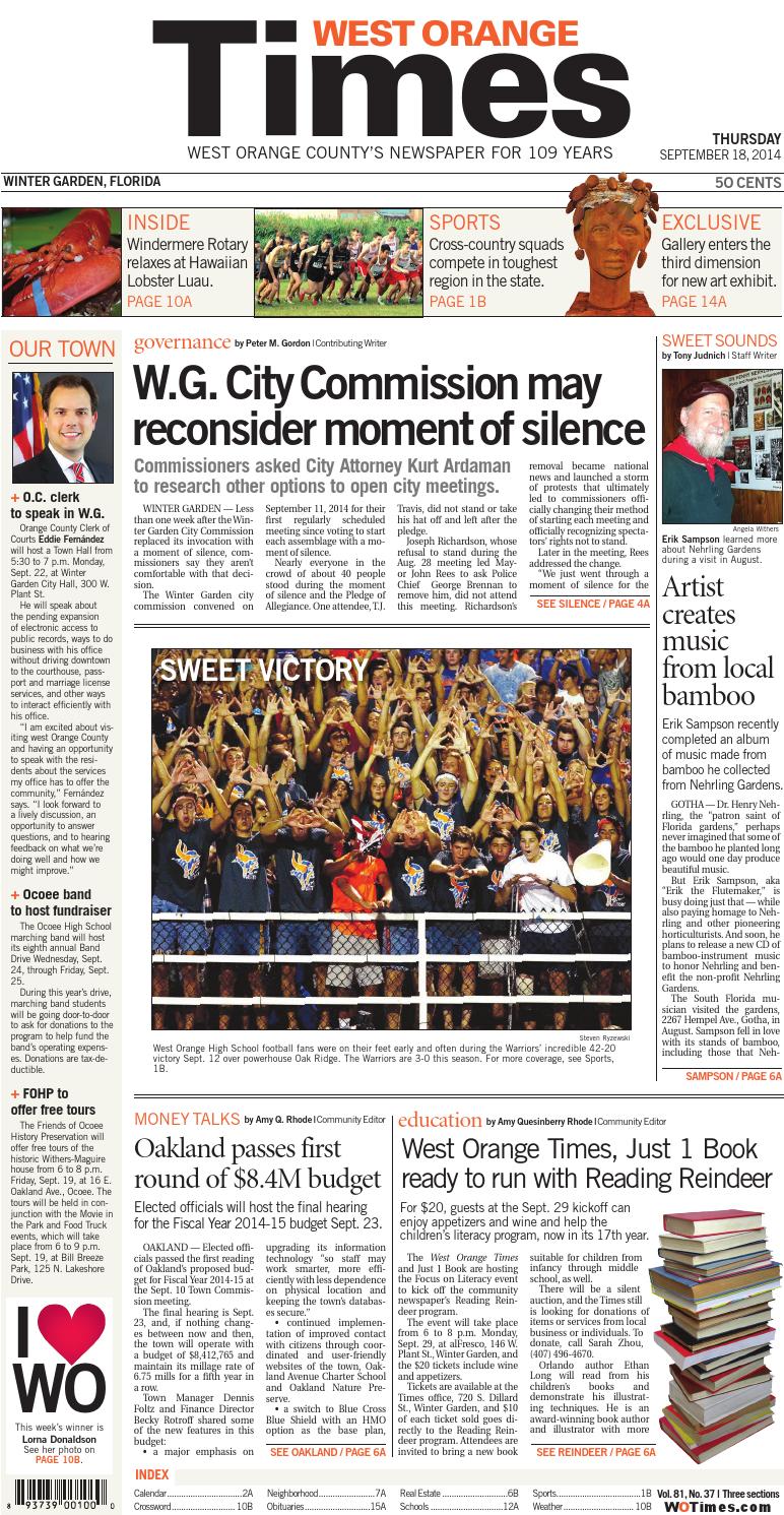 09.18.14 West Orange Times by Orange Observer - Issuu