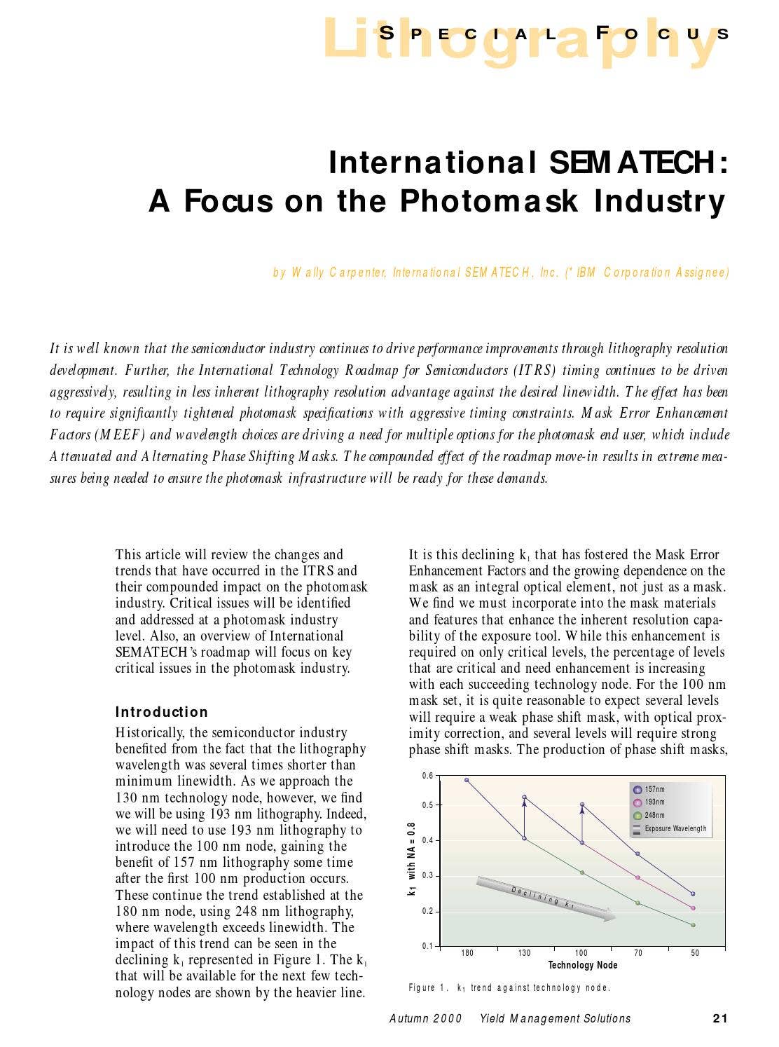 Autumn00 inter sematech photomaskindustry by KLA Corporation - Issuu