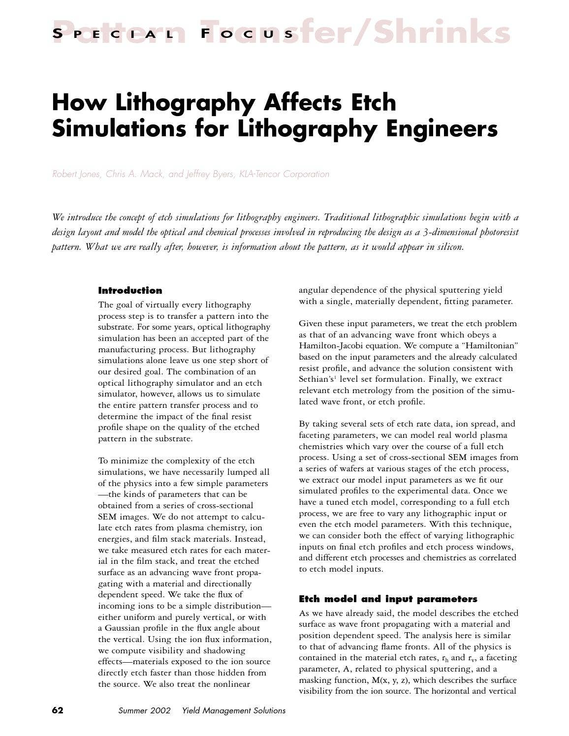 Magazine summer02 litho effects etch by KLA Corporation - Issuu