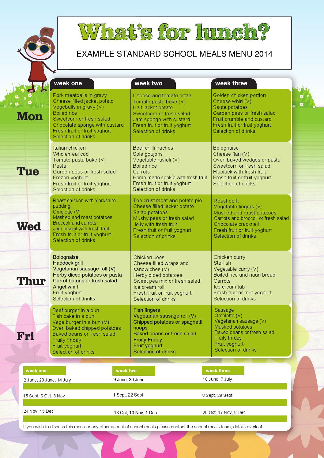 School Dinners - Example Standard Menu by Schudio - Issuu
