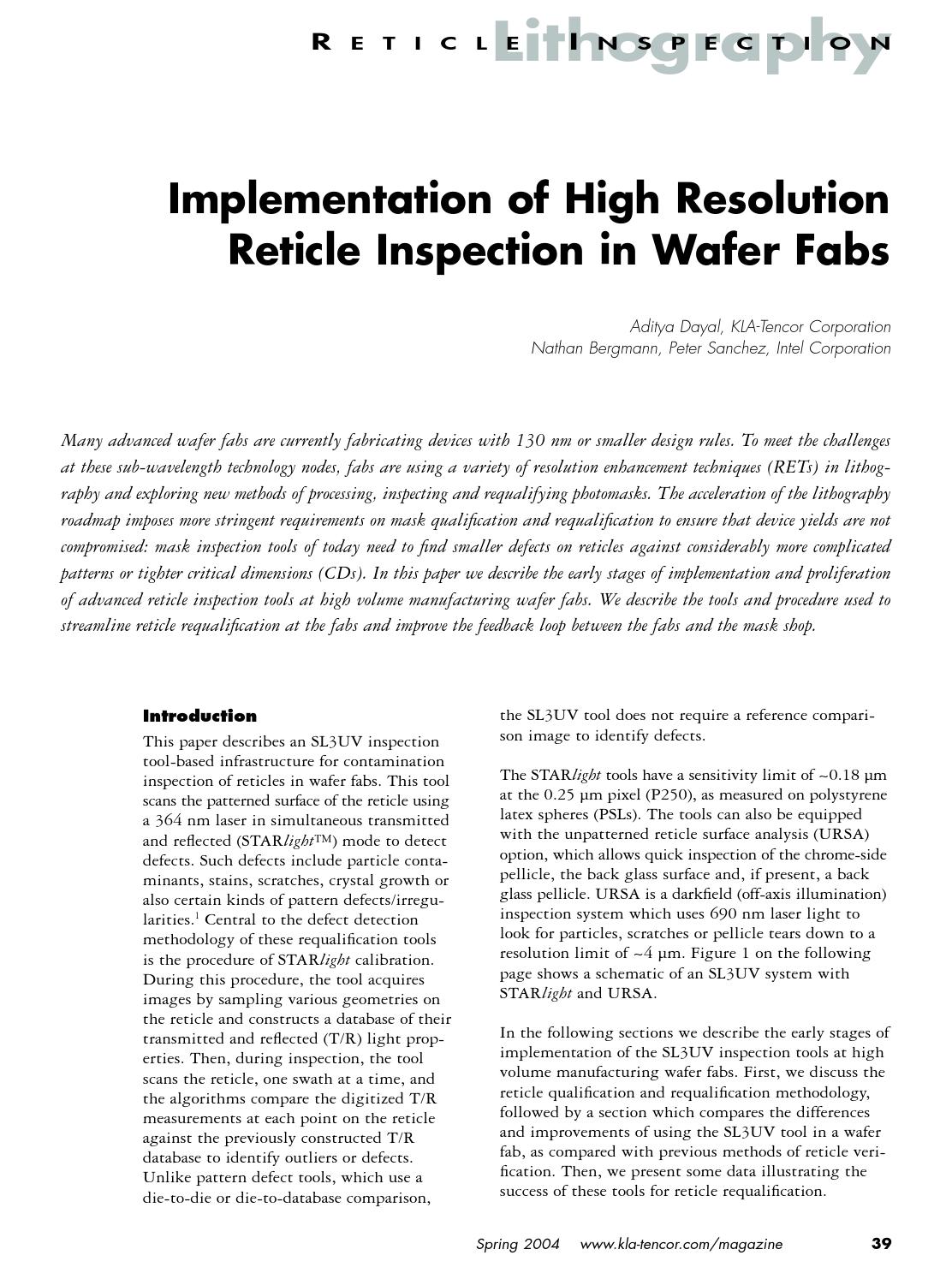Spring04 implementation high res reticle by KLA Corporation - Issuu