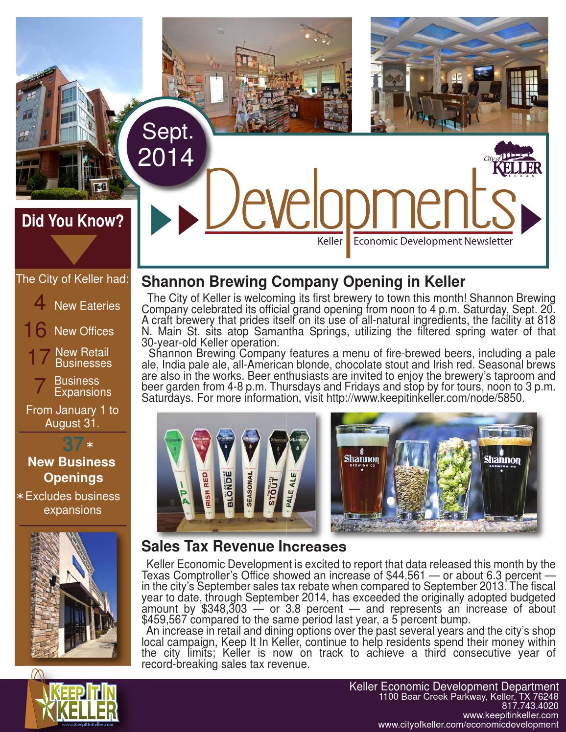 September 2014 Economic Development Newsletter by City of Keller ...