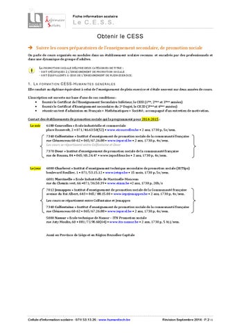 Comment obtenir son CESS (2014) by Information scolaire et ...