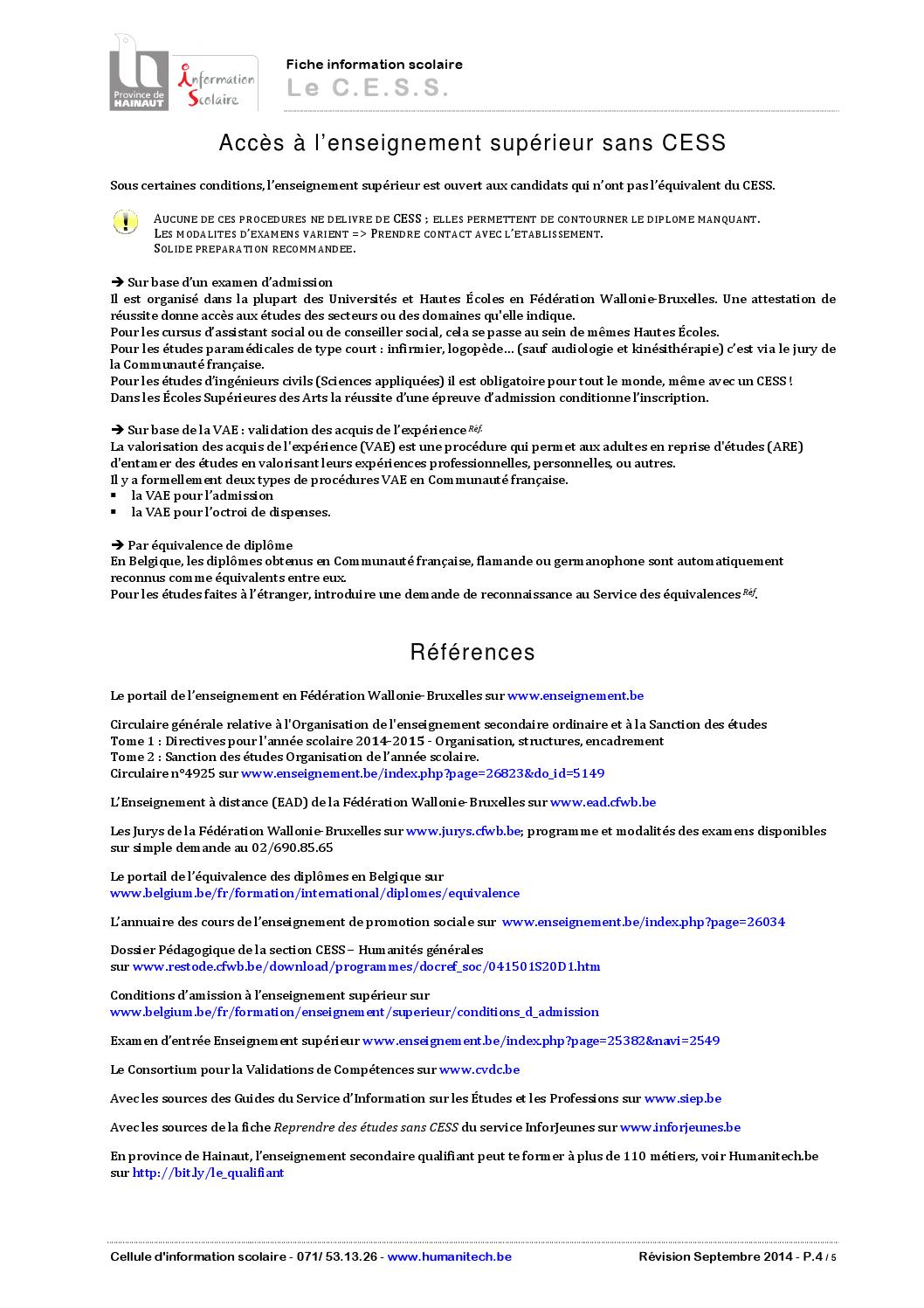 Comment obtenir son CESS (2014) by Information scolaire et ...